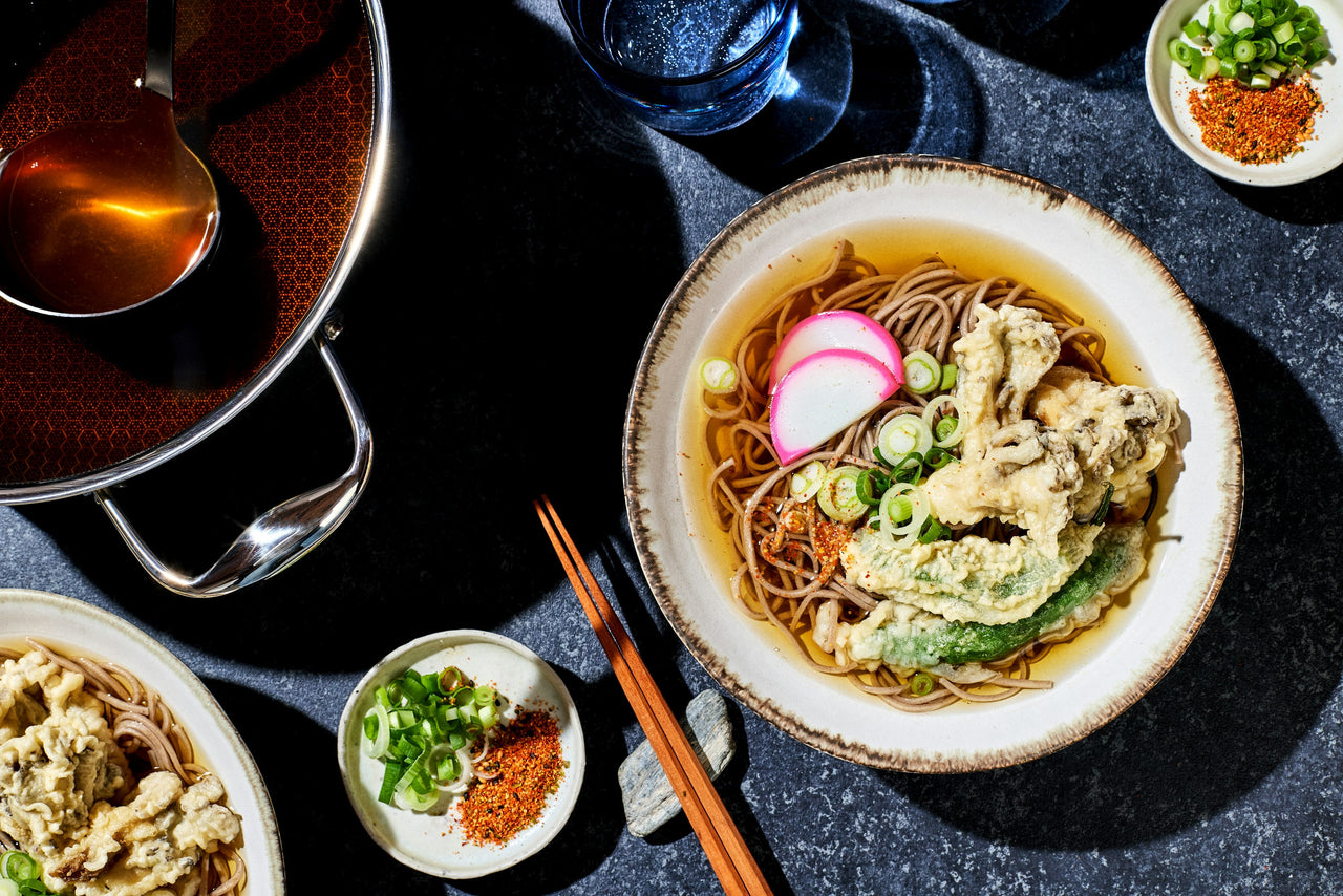 Toshikoshi Soba with Mushroom & Shishito Tempura – HexClad Cookware UK