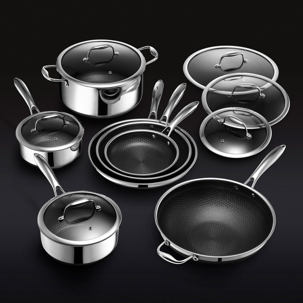 13 pc HexClad Hybrid Cookware Set w/ Lids – HexClad Cookware UK
