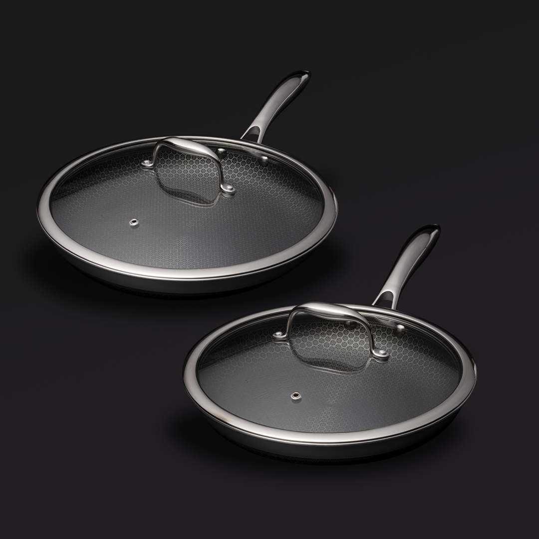 30 cm & 25 cm Hybrid Pan & Lids Set – HexClad Cookware UK